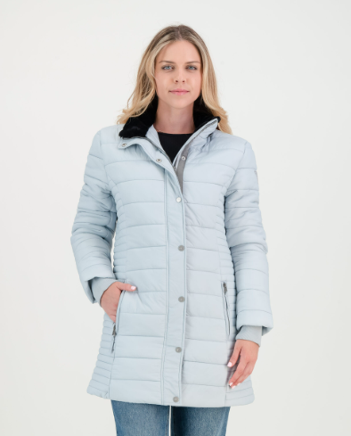 Ladies Long Puffer Jacket With Detachable Faux Fur Hood – Artic Ice ...